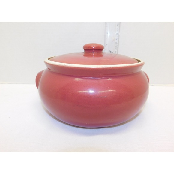 Kitchen | Uhl Pottery Burgundyred Bean Pot With Lid Small | Poshmark